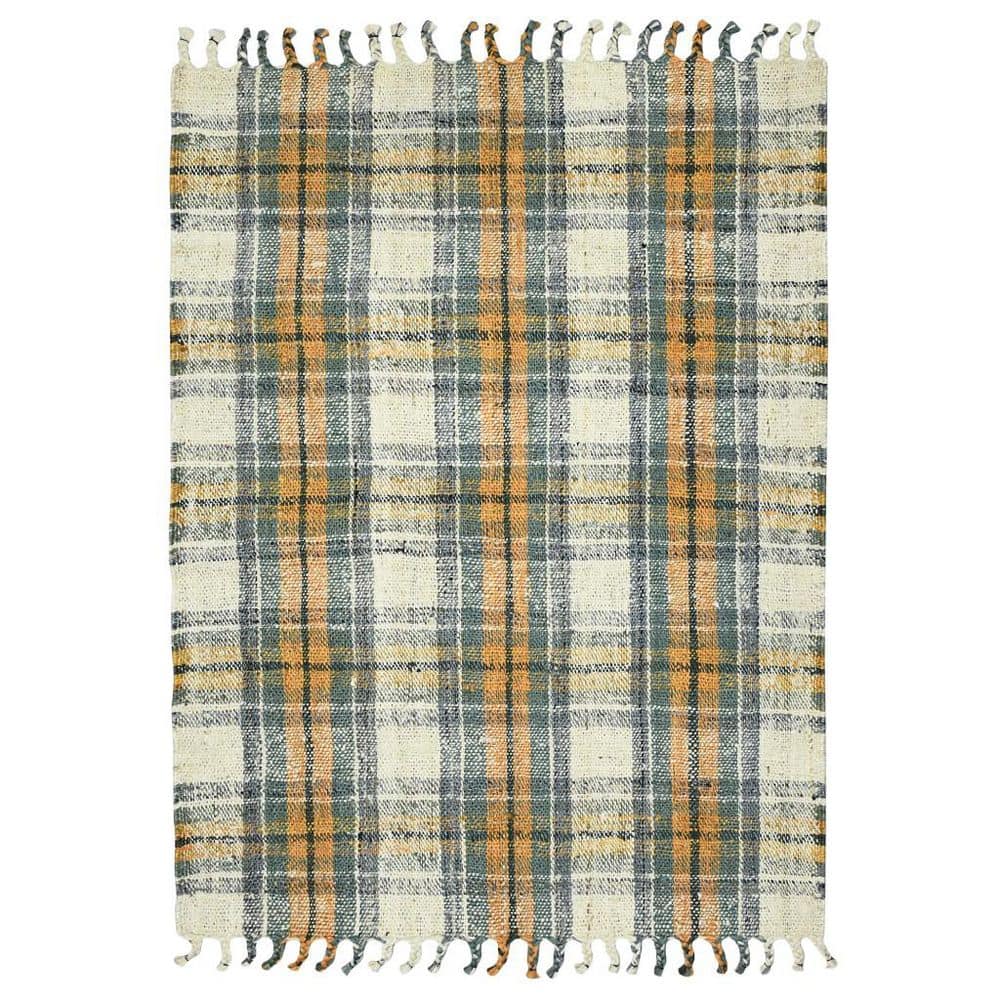 HomeRoots 5 ft. x 7 ft. Multi-Colored Jute Plaid Hand Woven Area Rug ...