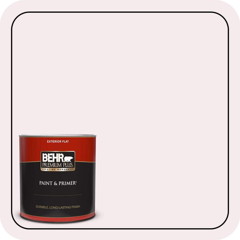 BEHR PREMIUM PLUS 1 qt. #100A-1 Barely Pink Flat Exterior Paint ...