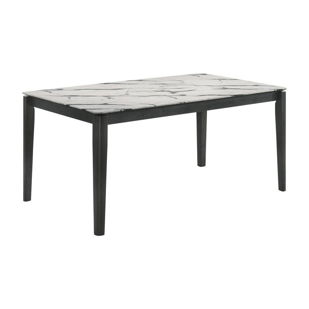 Coaster Stevie White Faux Marble and Black Stain 63 in. Rectangular 4 ...
