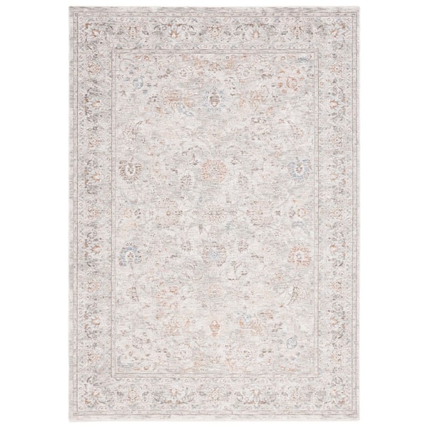 SAFAVIEH Mason 9 ft. x 12 ft. Gray/Ivory Rust Border Floral Area Rug ...