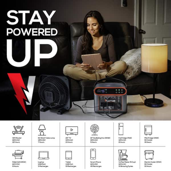 VECTOR VECLIPS6 500-Watt Portable Power Station With 666 WH Li-On ...