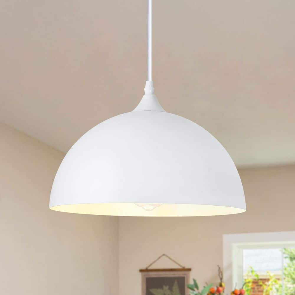 ETONIMERR 11.8 in. 1-Light White Modern Plug In Pendant Lights with On ...