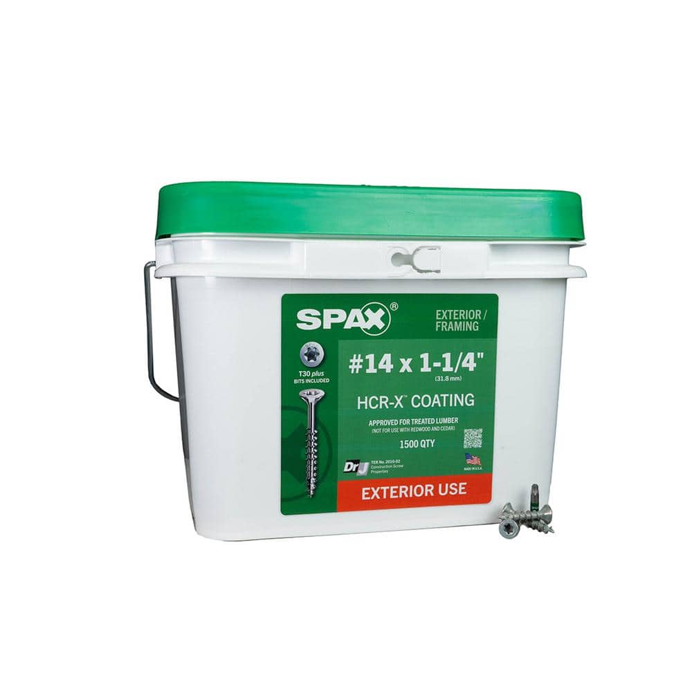 SPAX #14 x 1-1/4 in. Exterior Flat Head Deck Wood Screws Construction ...