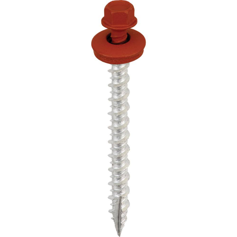 Acorn International #14 x 3 in. Hex Head Red Metal-Wood Screw Barn (Bag ...