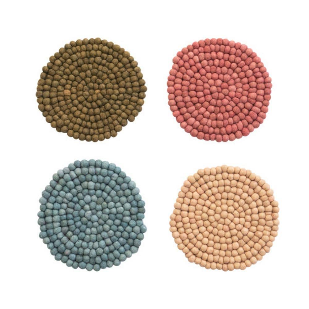 Storied Home Wool Multicolor Trivet (Set of 4) DF6100SET - The Home Depot