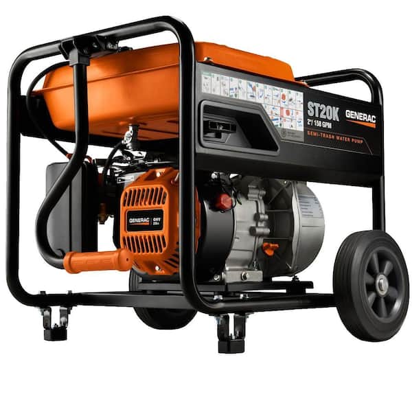 Generac 5 HP 2 in. Gas Powered Semi-Trash Water Pump with Hose Kit ...