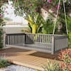 Harper & Bright Designs Twin Size Swing Bed 2-Person Gray Wood Porch ...