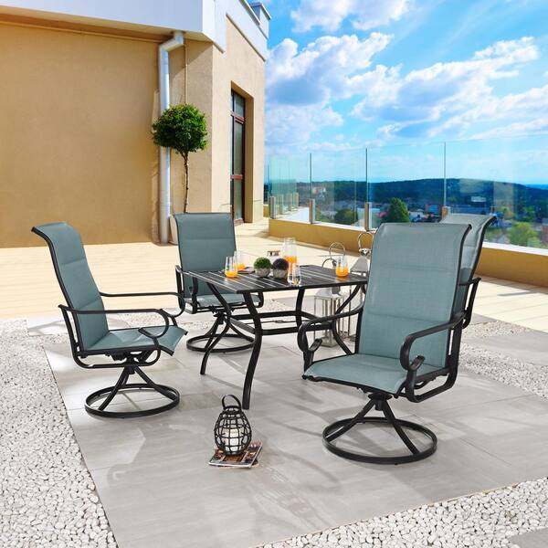 Patio Festival Green 5-Piece Metal Sling Square Outdoor Dining Set ...