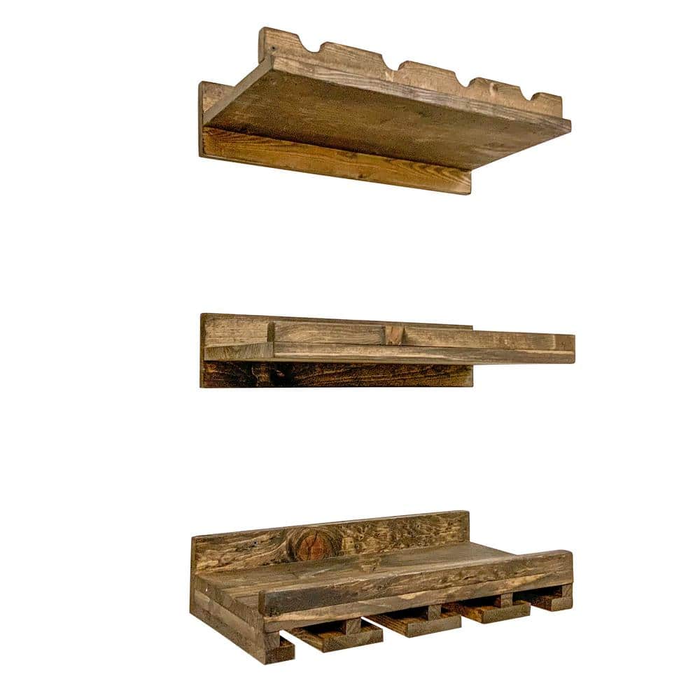 Intrinsic Haven Rustic Luxe 4-Bottle Dark Brown Pine Wood Three Piece ...