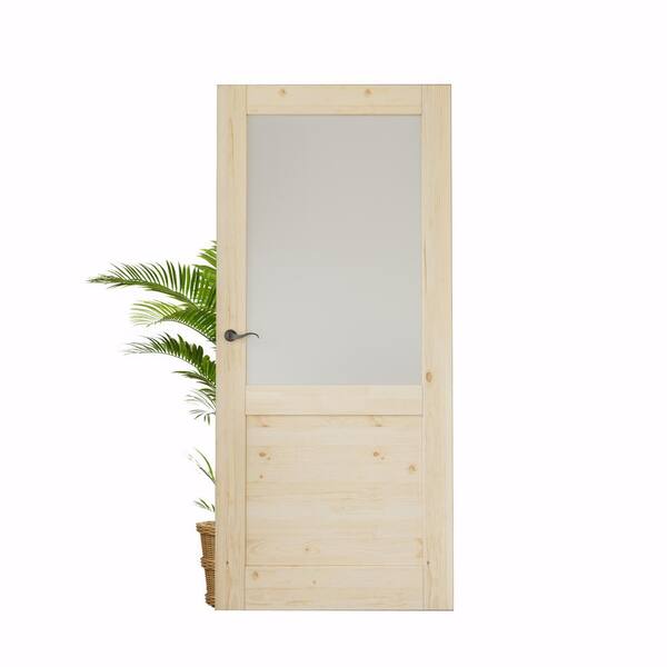 ARK DESIGN 36 in. x 80 in. 1/2-Lite Frosted Glass Unfinished Door Solid ...