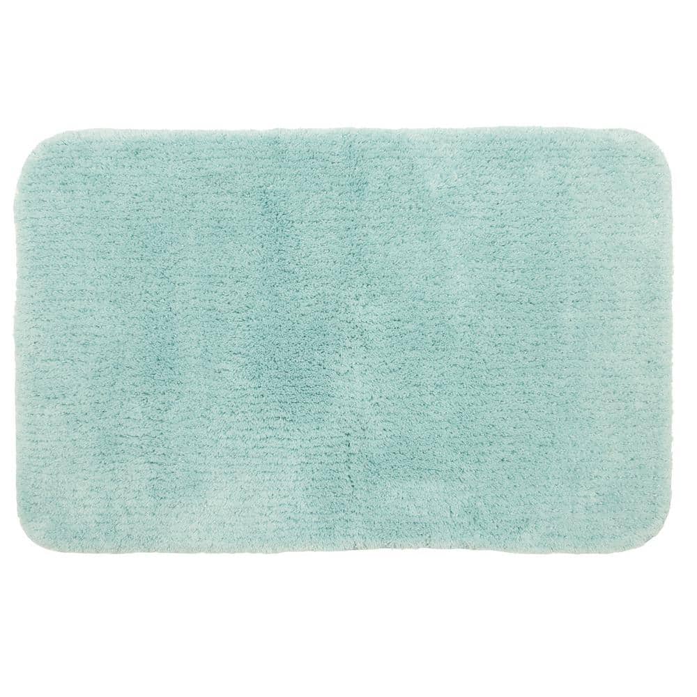 Mohawk Home Duo Aqua 17 in. x 24 in. Nylon Machine Washable Bath Mat ...