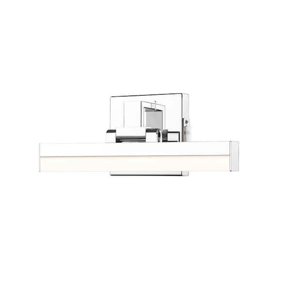 Liam 13 in. 2-Light Chrome Integrated LED Vanity Light with Frosted ...