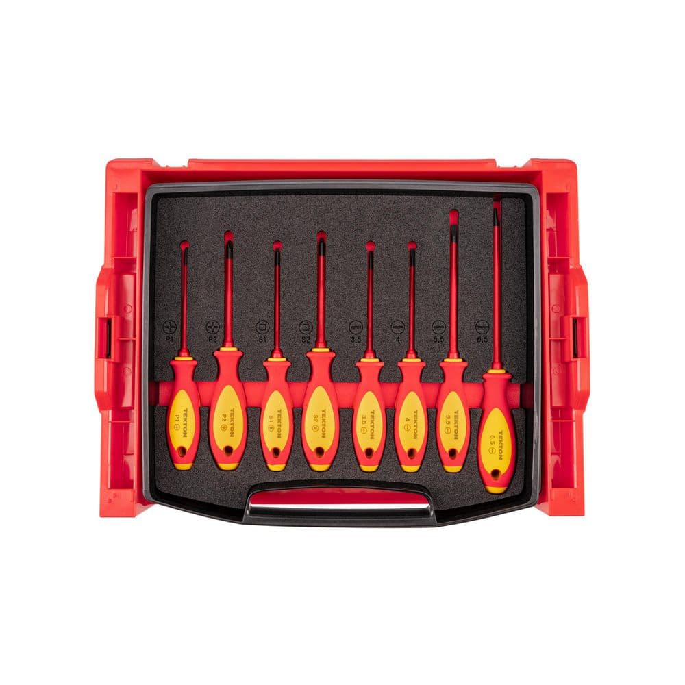 TEKTON Phillips, Slotted, Square Insulated Screwdriver Set with Open ...