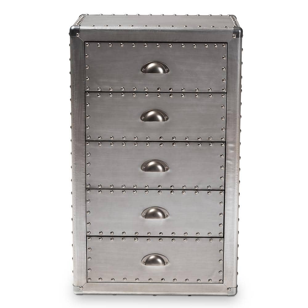 Baxton Studio Davet Silver Storage Cabinet 152-9190-HD - The Home Depot
