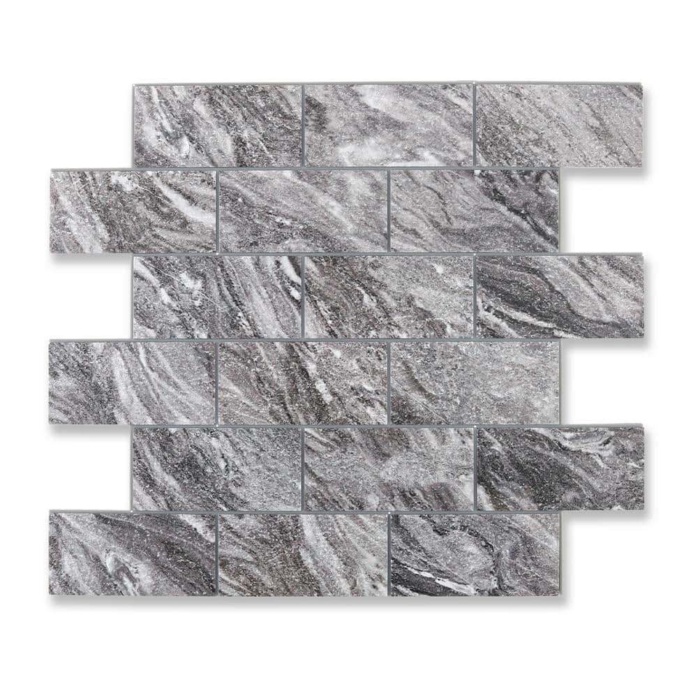 Yipscazo Subway Collection Black Marble 12 in. x 12 in. PVC Peel and Stick Tile (5 sq. ft./5 ...