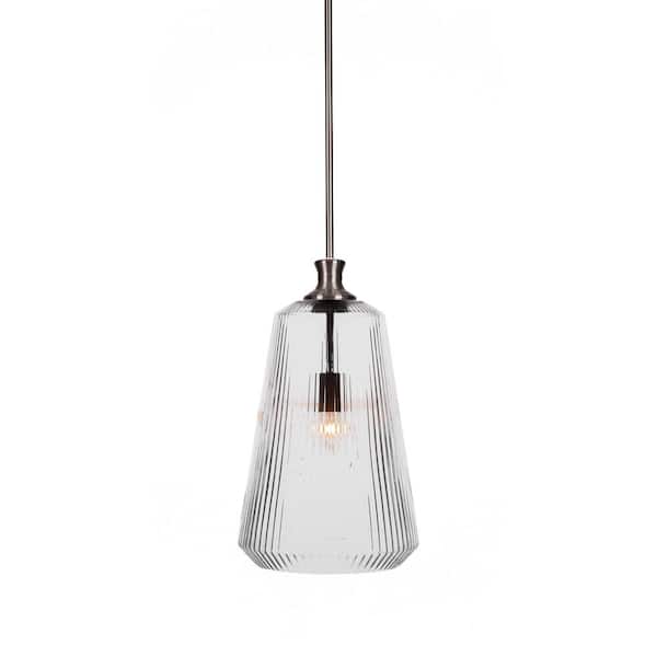 Orleans 60-Watt 1-Light Brushed Nickel Shaded Pendant Light with 11 in ...