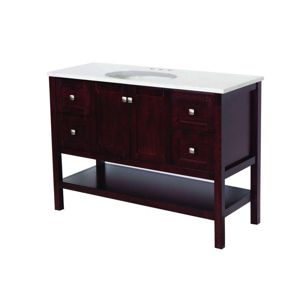 St. Paul Sydney 48 in. Vanity in Dark Cherry with Stone Effects Vanity ...