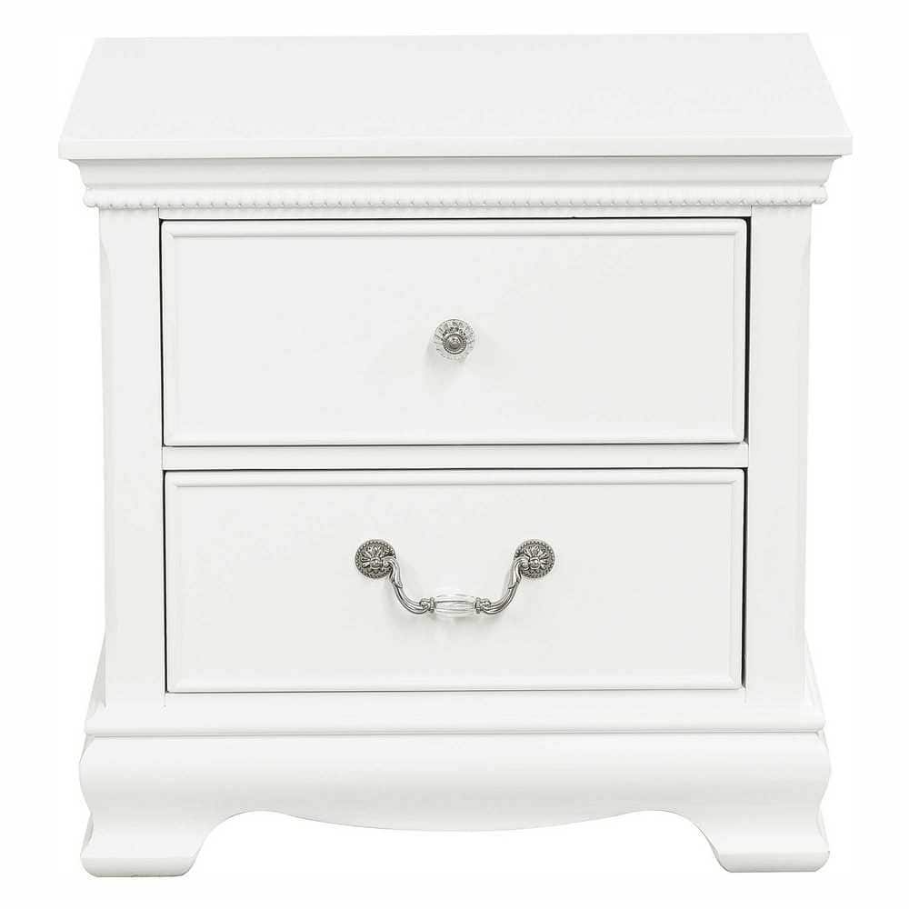 EVERGLADE HOME Leavitt 2-Drawer White Nightstand (24.5 in. H x 24.0 in ...