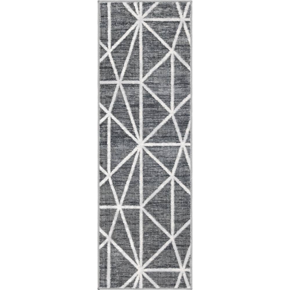 Unique Loom Matrix Trellis Geometric Dark Gray 3 ft. x 10 ft. Runner ...