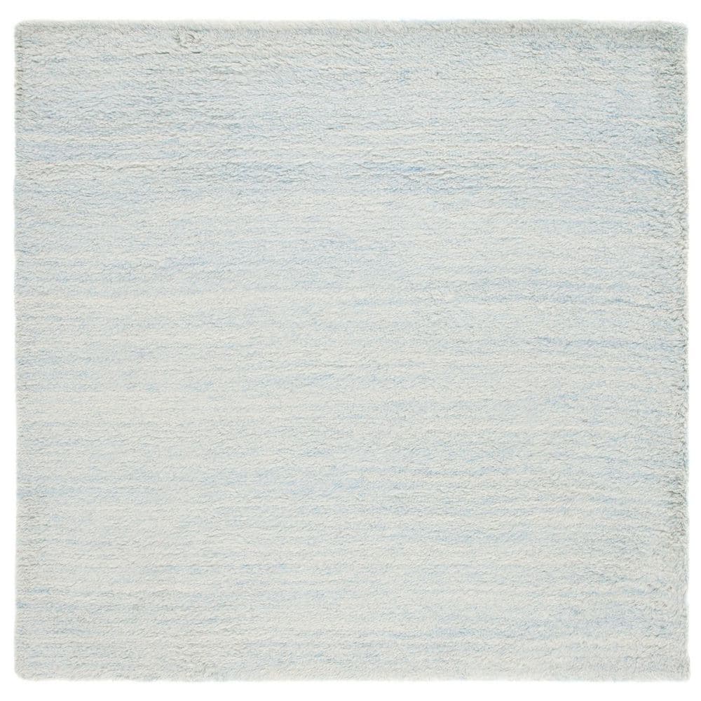 SAFAVIEH Casablanca 6 ft. x 6 ft. Light Blue Solid Color Flokati Square ...