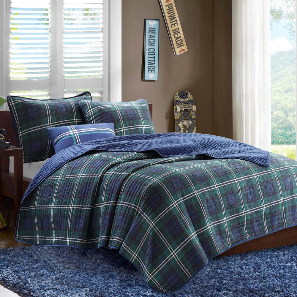 Intelligent Design Cameron 3-Piece Blue Twin Coverlet Set MZ80-293 ...
