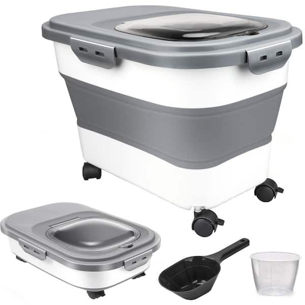 Collapsible Dog Food Storage Container 5-20 lbs. with Rolling Wheels ...