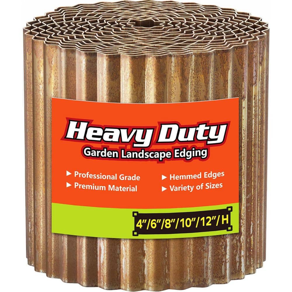 Phewnyzo Corrugated Metal Garden Edging 6 in. x 40 ft. Rusted Finish ...