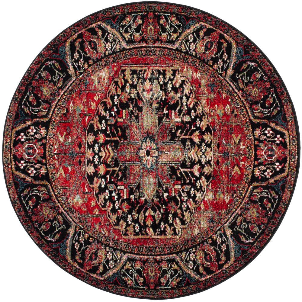 SAFAVIEH Vintage Hamadan Red/Multi 7 ft. x 7 ft. Round Medallion ...