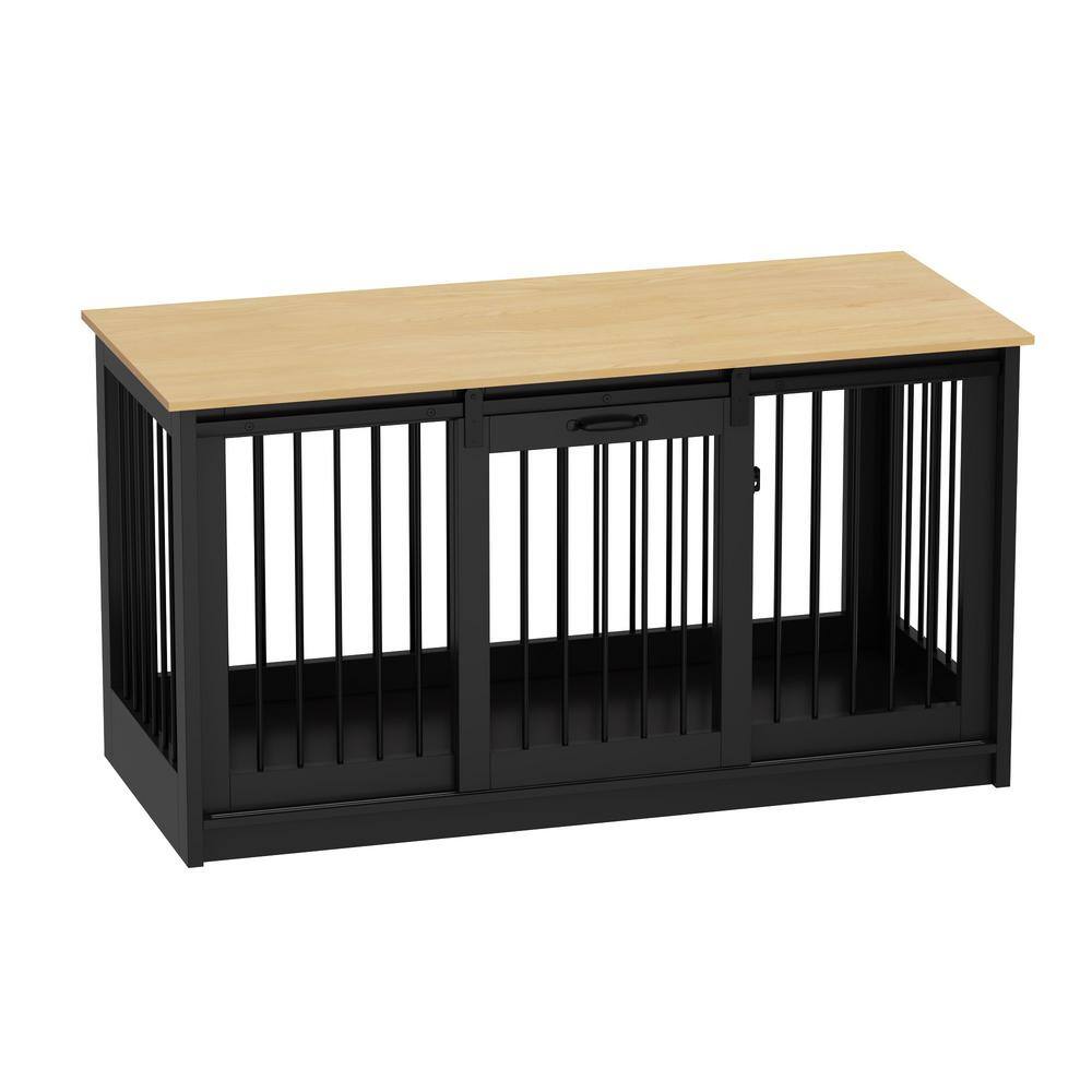 FUFU&GAGA Modern Large Wooden Dog Kennel Furniture, Pet Dog Cage with Sliding Door for Large ...