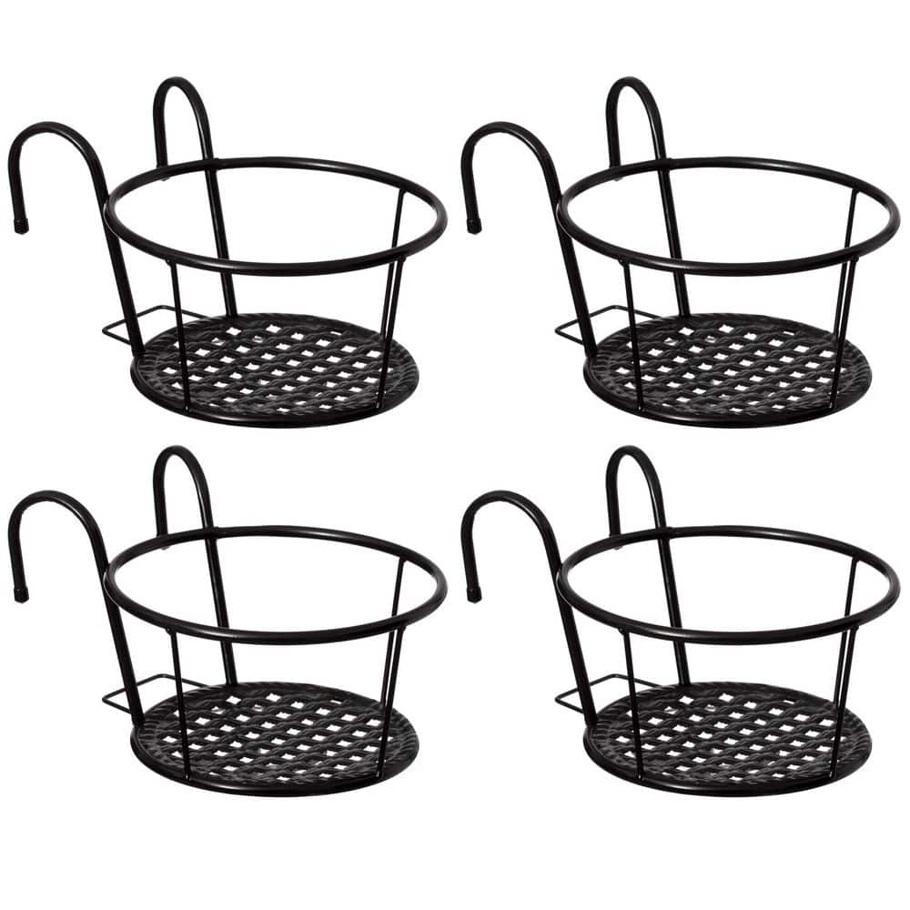 Gardenised Set of 4 Decorative Round Iron Hanging Bucket Style Plant ...