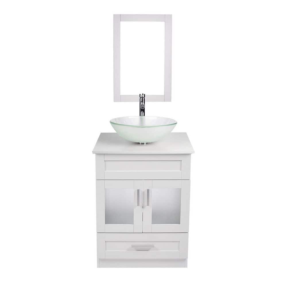 Puluomis 24 in. W x 19 in. D x 44 in. H Clear Single Sink Bath Vanity ...