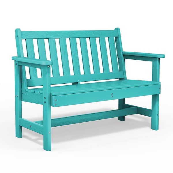 Jearey Garden Bench All-Weather HDPE 2-Person Plastic Outdoor Bench in ...