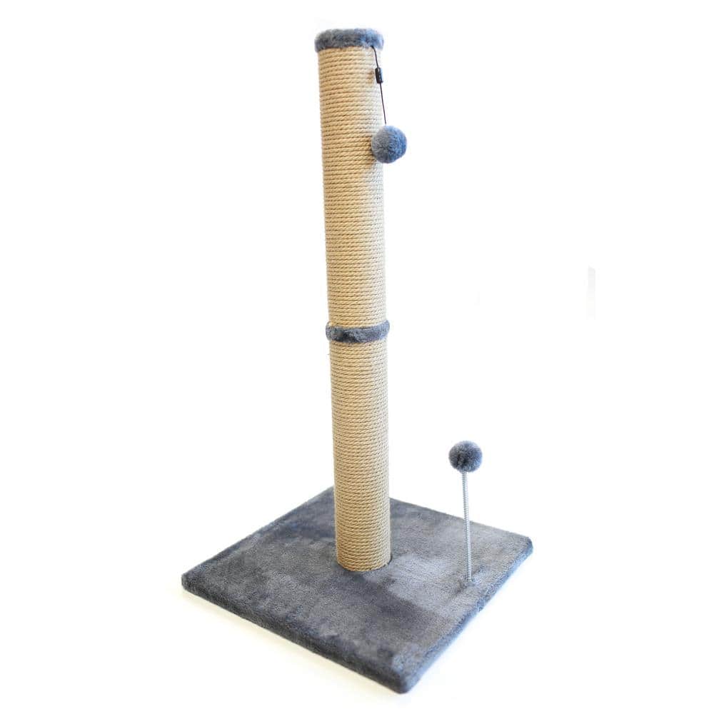 CATCRAFT 30 in. Jute Scratching Post (Grey Fur 16 in. x 16 in. Base ...