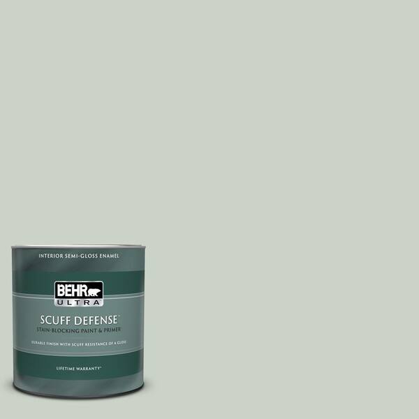 BEHR ULTRA 1 qt. #MQ3-48 Shy Green Extra Durable Semi-Gloss Enamel ...