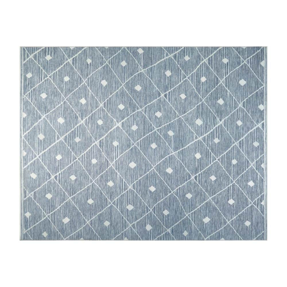 Wyatt & Ash Seta Printed Chenille Blue 9 ft. x 12 ft. Polyester Area ...
