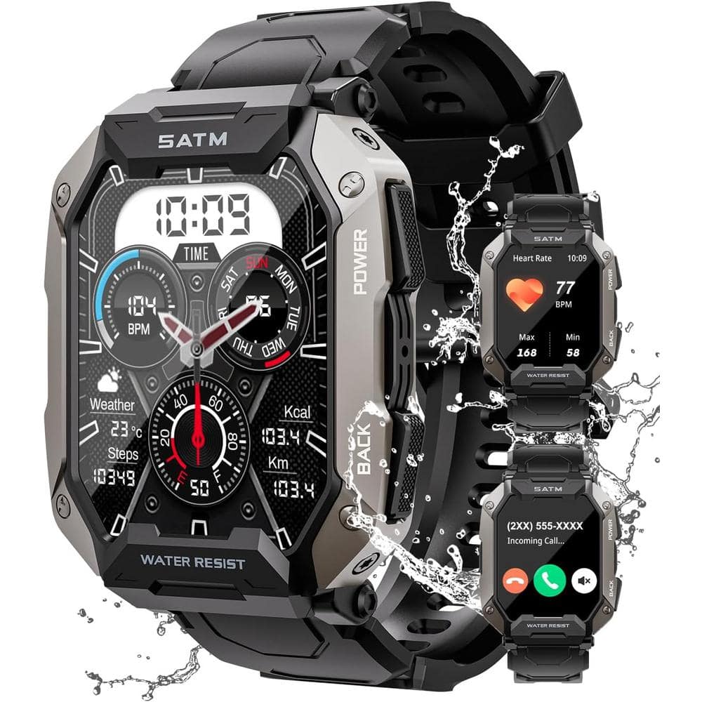 Adrinfly Military Smart Watch with IP68 Waterproof, Answer/Make Calls ...