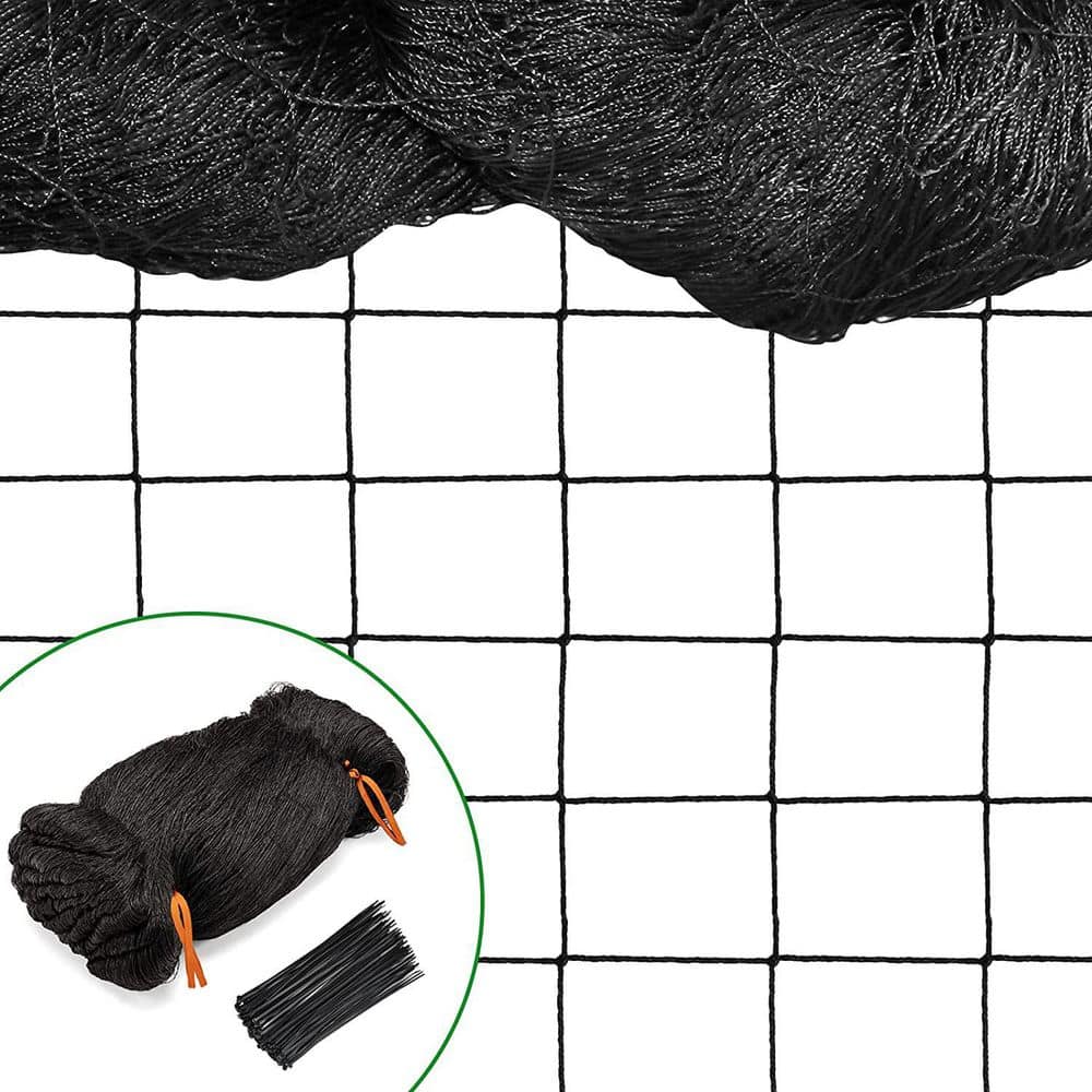 50 ft. x 50 ft. Heavy-Duty Bird Netting for Garden Protection in Black ...