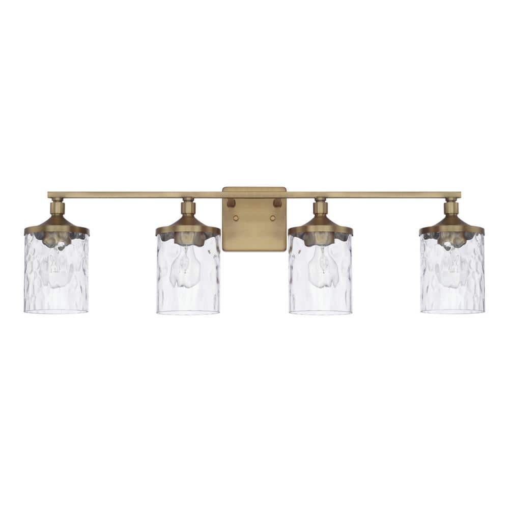HOMEPLACE LIGHTING 33.5 in. W x 10 in. H x 7 in. E 4-Light Clear Water ...