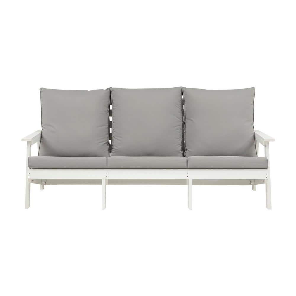 myhomore HIPS 3-Seater Wood Grain Outdoor Garden Couch, with Grey/Beige ...