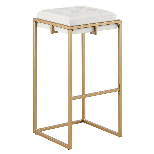 Coaster Nadia 30 in. H Beige and Gold Backless Metal Frame Bar Stool ...