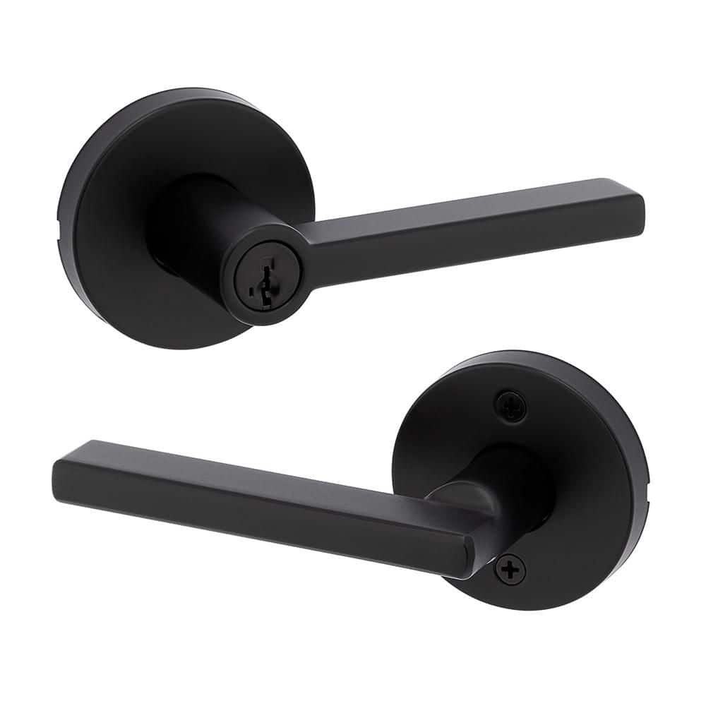 Kwikset Halifax Matte Black Keyed Storeroom Round Door Handle UL Rated ...