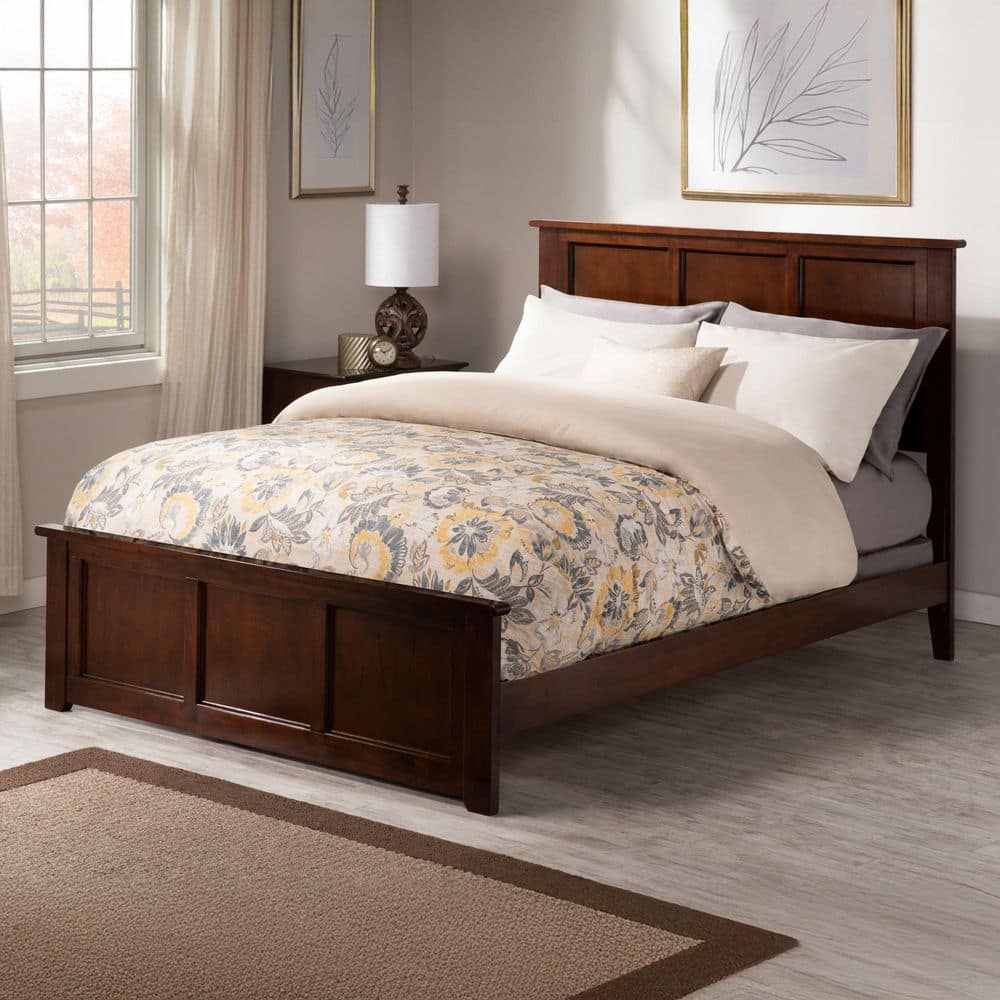 AFI Madison Walnut Brown Solid Wood Frame Full Panel Bed with Matching Footboard AR8636034 - The ...