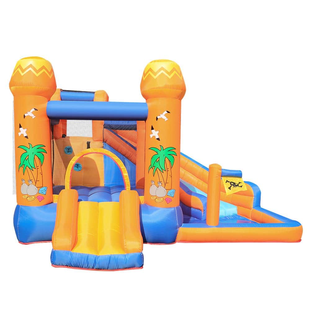 Orange Fabric Inflatable Jumper Bounce House Children's Slide Park Jump ...