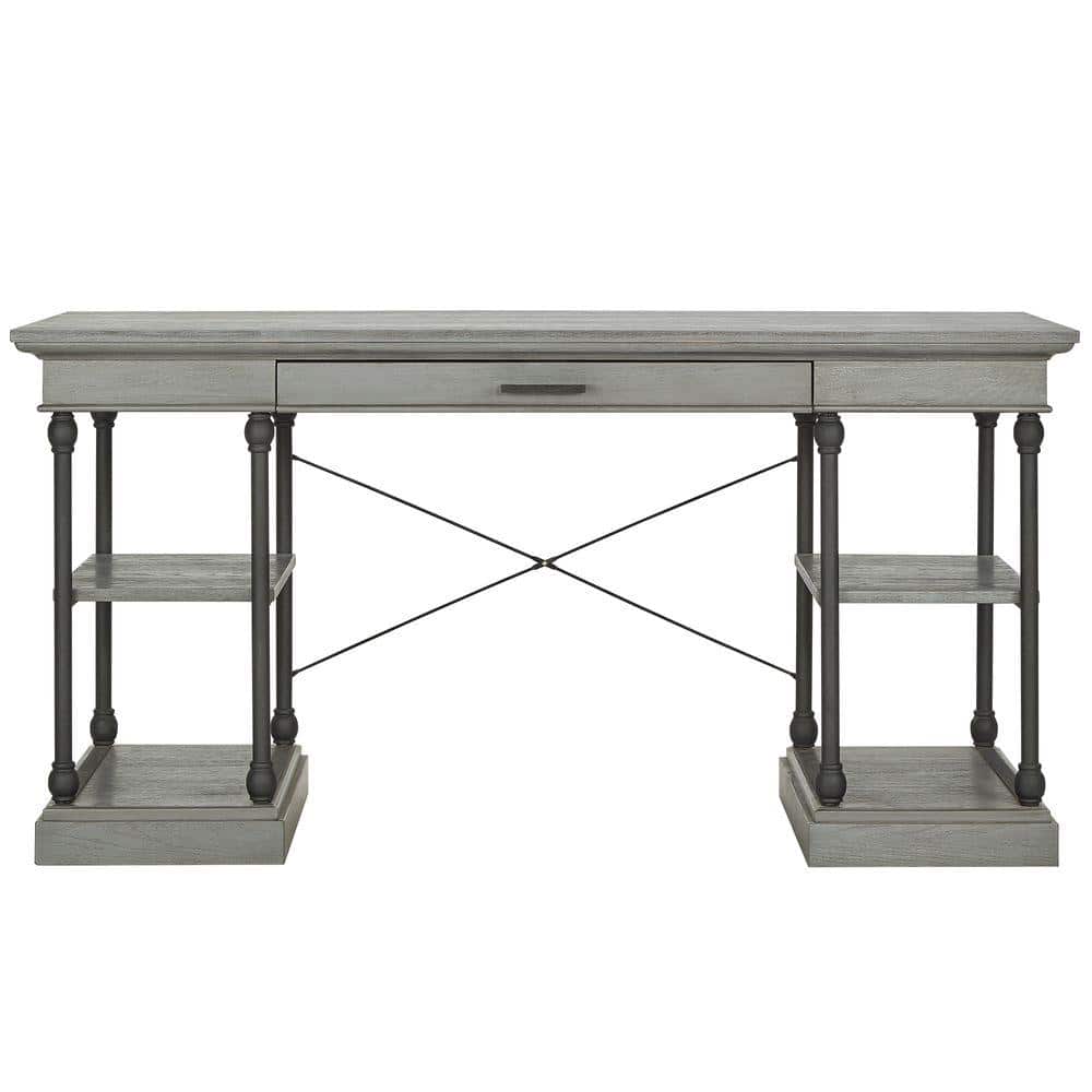 HomeSullivan 59 in. Rectangular Gray 1 Drawer Writing Desk with ...