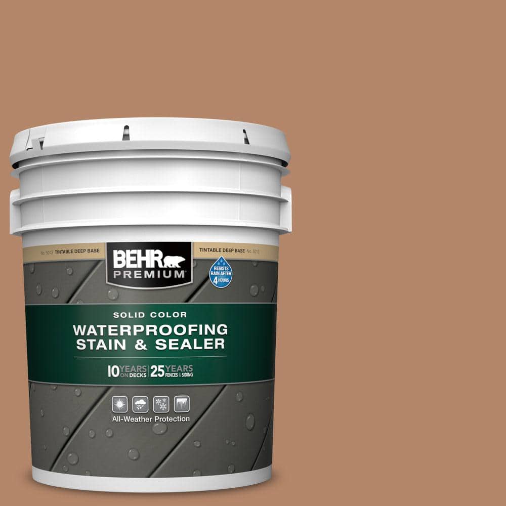 BEHR PREMIUM 5 gal. #SC-158 Golden Beige Solid Color Waterproofing ...