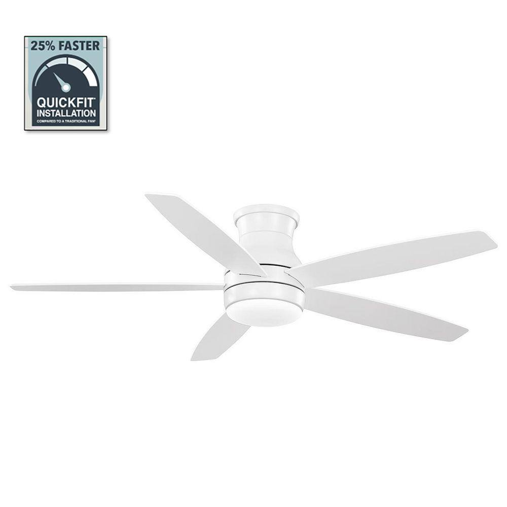 Hampton Bay Ashby Park 60 in. White Changing Integrated LED Matte White ...