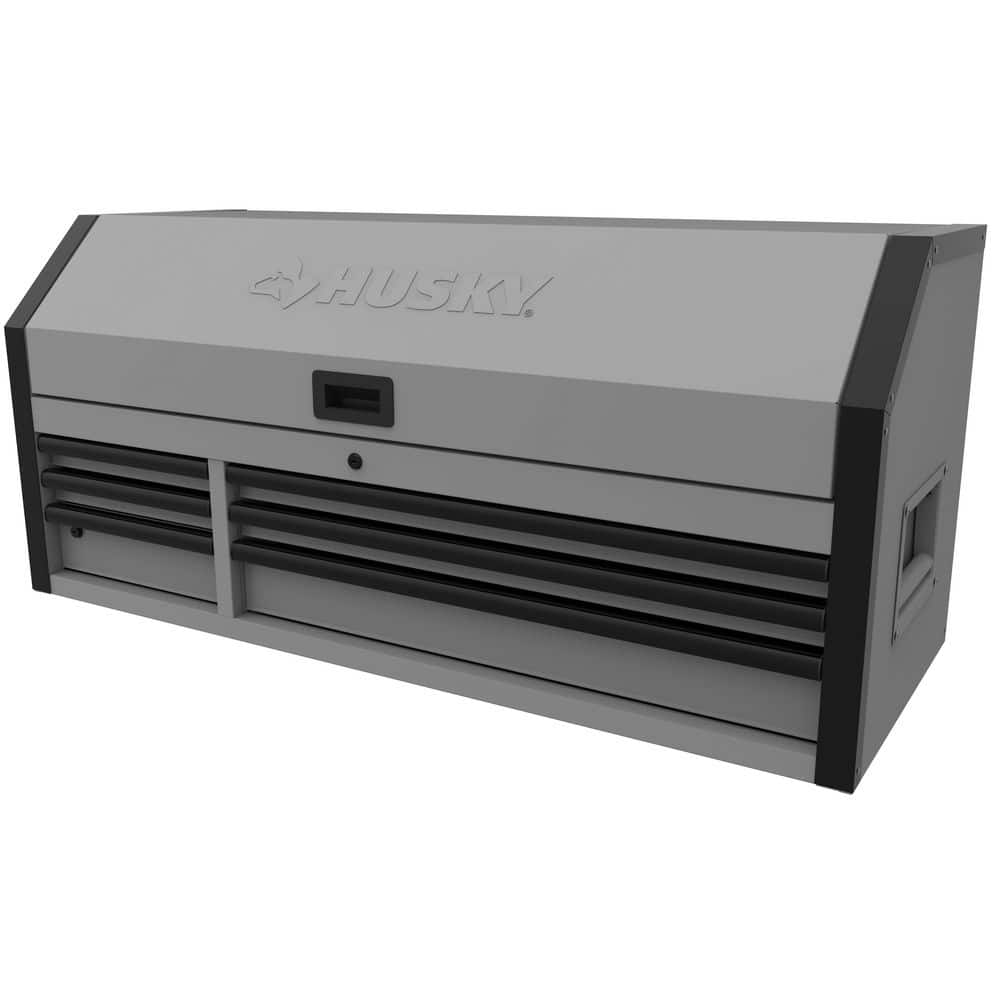 Husky Heavy-Duty 52 in. W x 20 in. D 6-Drawer Matte Gray Steel Top Tool ...