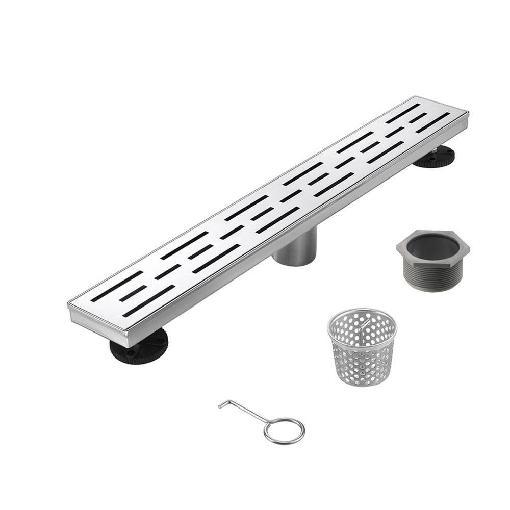 Elegante Drain Collection 48 in. Linear Stainless Steel Shower Drain ...