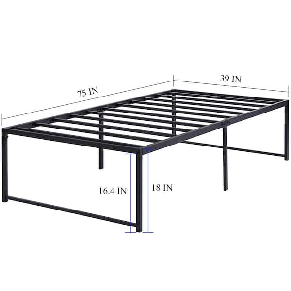 VECELO Bed Frame Black Metal Frame Twin 18 in. H Platform Bed No Box Spring Needed Mattress Foundation THD YT T09L The Home Depot