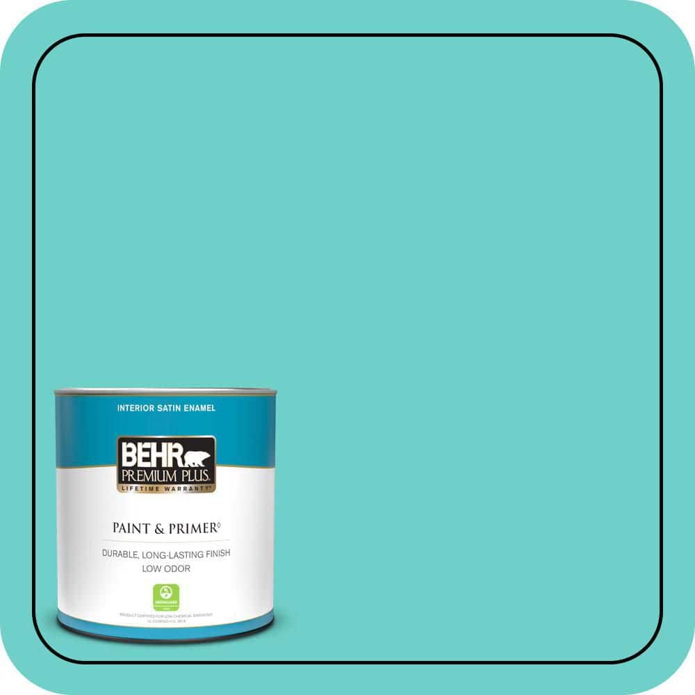 BEHR PREMIUM PLUS 1 qt. #P450-4 Hidden Sea Glass Satin Enamel Low Odor ...